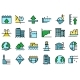 Sea Level Rise Icons Set Vector Flat by Ylivdesign | GraphicRiver