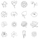 Flower Icons Set Vector Outline, Vectors | GraphicRiver