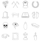 Funeral Icons Set Vector Outline, Vectors | GraphicRiver