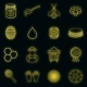 Apiary Icons Set Vector Neon, Vectors | GraphicRiver