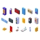 Selfservice Parcel Delivery Icons Set Isometric, Vectors | GraphicRiver