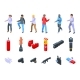 Self Defense Icons Set Isometric Vector by Ylivdesign | GraphicRiver