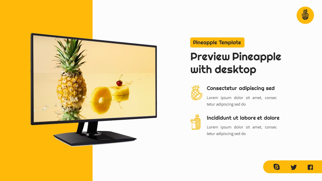 Pineapple - Fresh Fruit Powerpoint Template, Presentation Templates