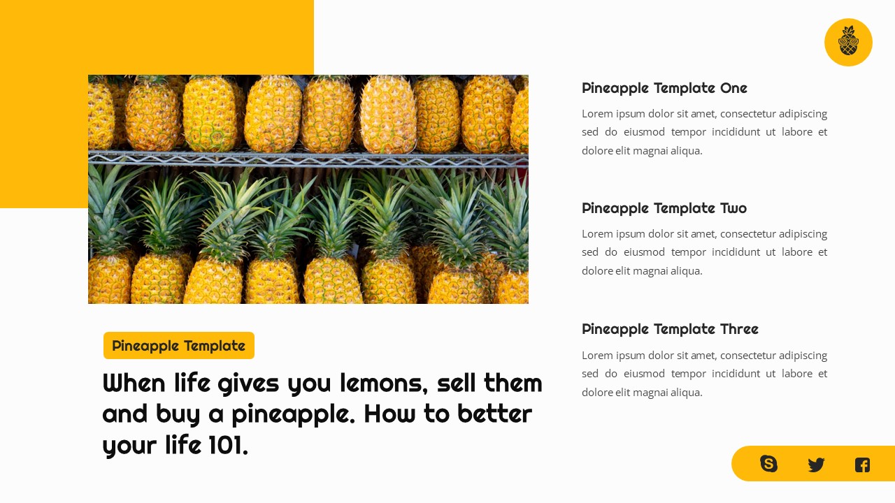 Pineapple - Fresh Fruit Powerpoint Template, Presentation Templates