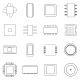 Computer Chips Icon Set Outline, Vectors | GraphicRiver