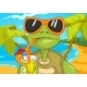 Funny Turtle Drinking Cocktail., Vectors | GraphicRiver