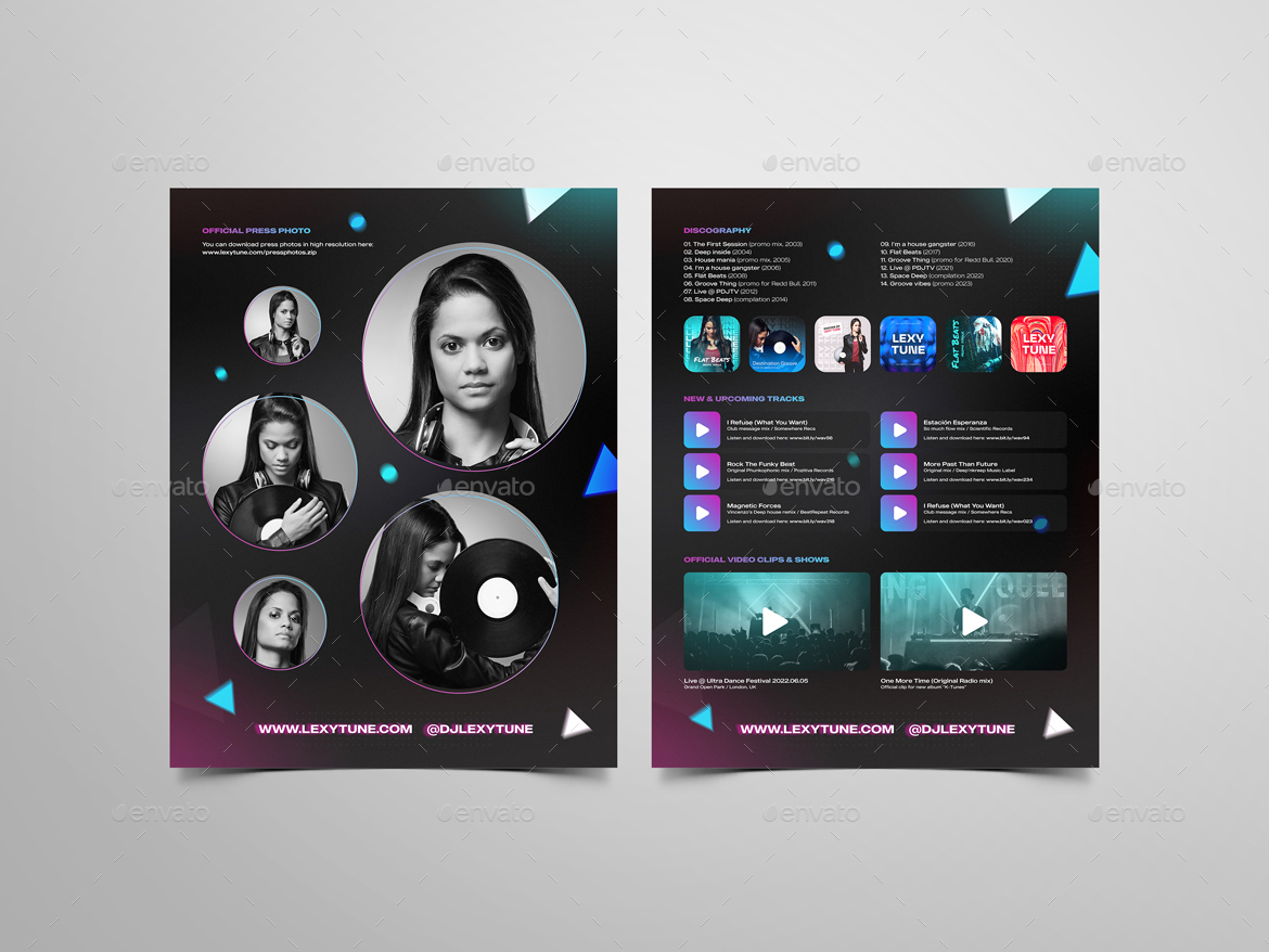 Modern DJ / Producer Press Kit Template, Print Templates | GraphicRiver