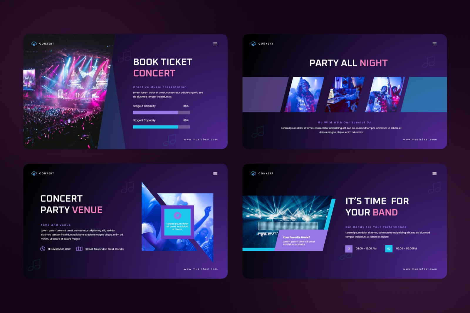 Conxert - Music Creative Googleslide Template, Presentation Templates