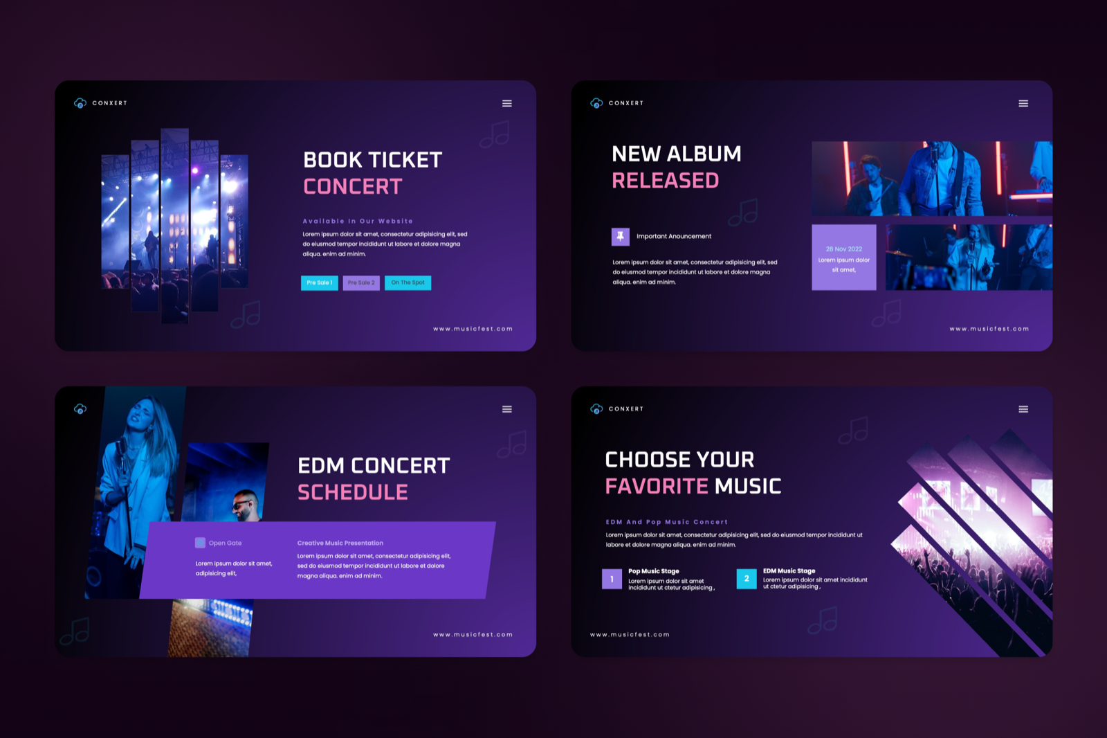 Conxert - Music Creative Powerpoint Template, Presentation Templates