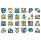 Private Lesson Icons Set Vector Flat, Vectors | GraphicRiver