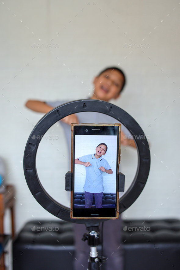 Asian boy young youtuber vlogger influencer dance tiktok Stock Photo by ...