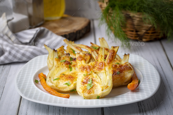 Roasted Fennel with Cheese. Sliced fennel oven roasted in olive oil ...