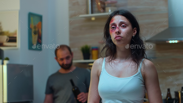 Traumatised woman looking at knife Stock Photo by DC_Studio | PhotoDune