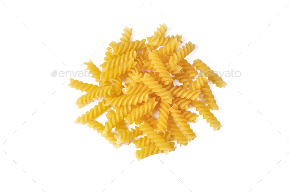 Screw shaped pasta on the white background Stock Photo by esindeniz