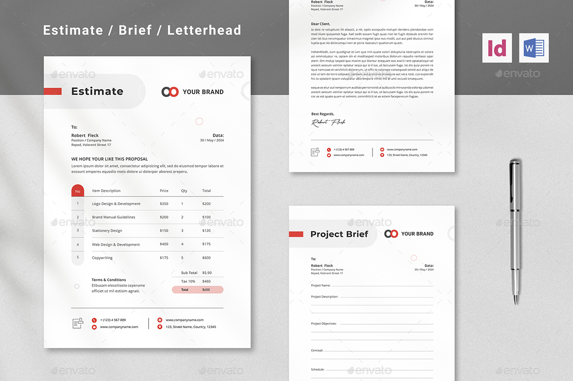 Brief - Estimate - Letterhead, Print Templates | GraphicRiver