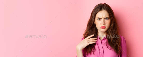 Image of arrogant young woman look with frustration and disdain, being ...