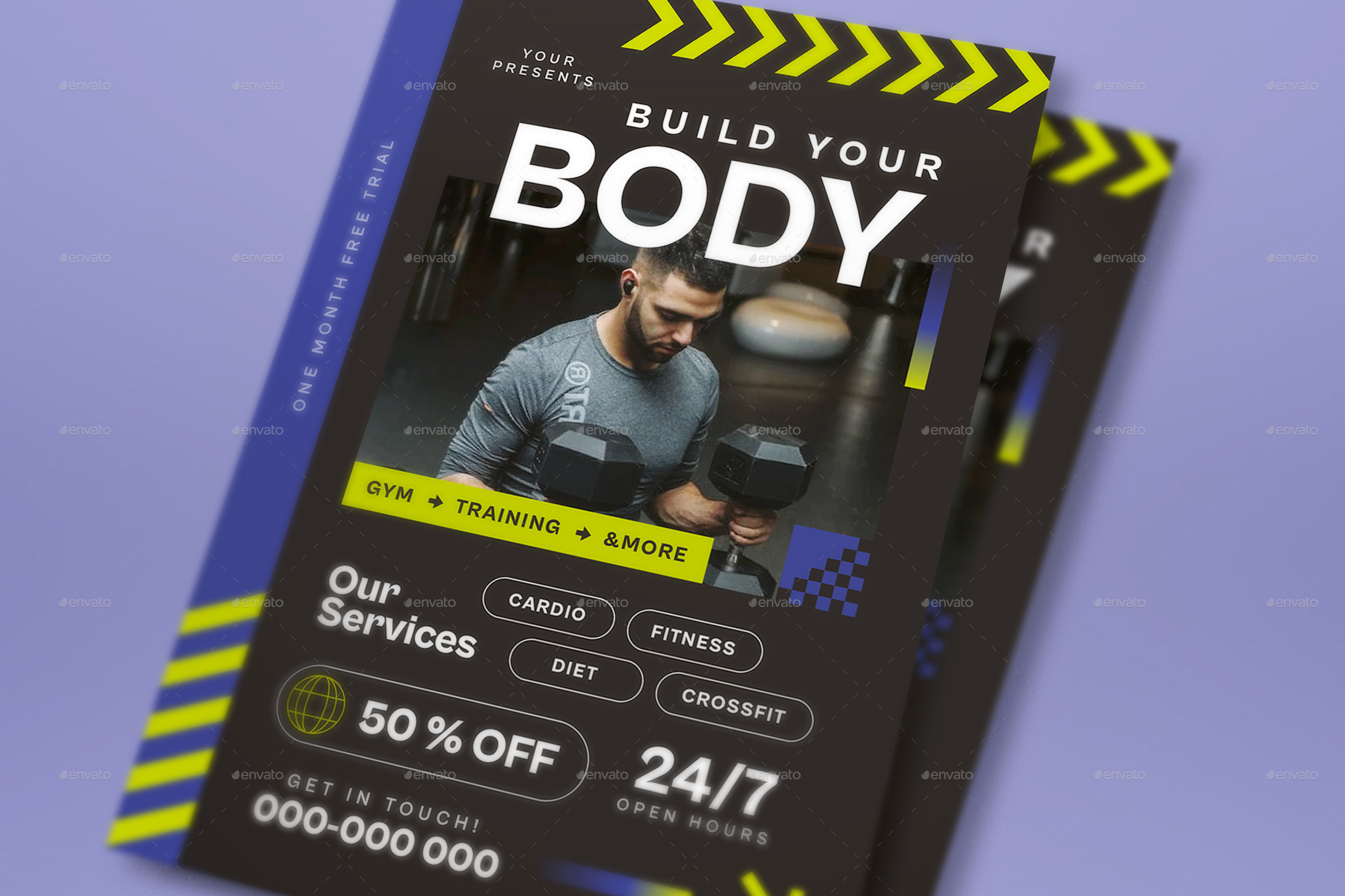 Black Edgy Gym Flyer Set, Print Templates | GraphicRiver
