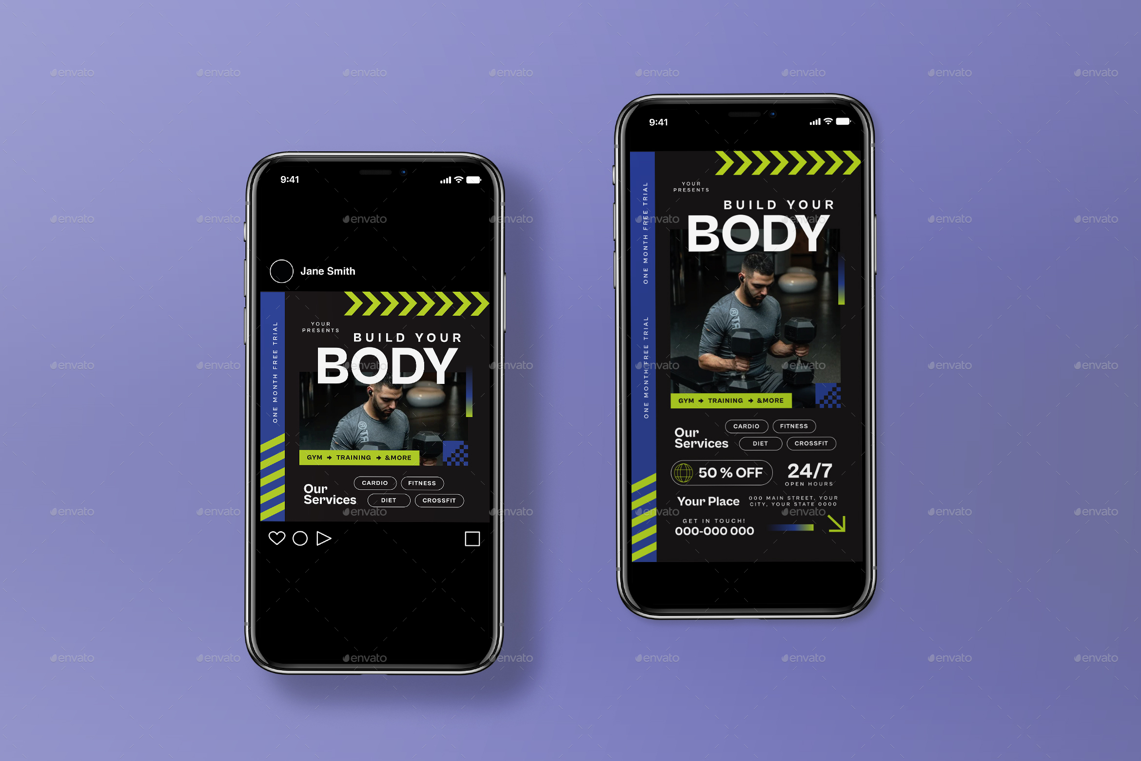 Black Edgy Gym Flyer Set, Print Templates | GraphicRiver