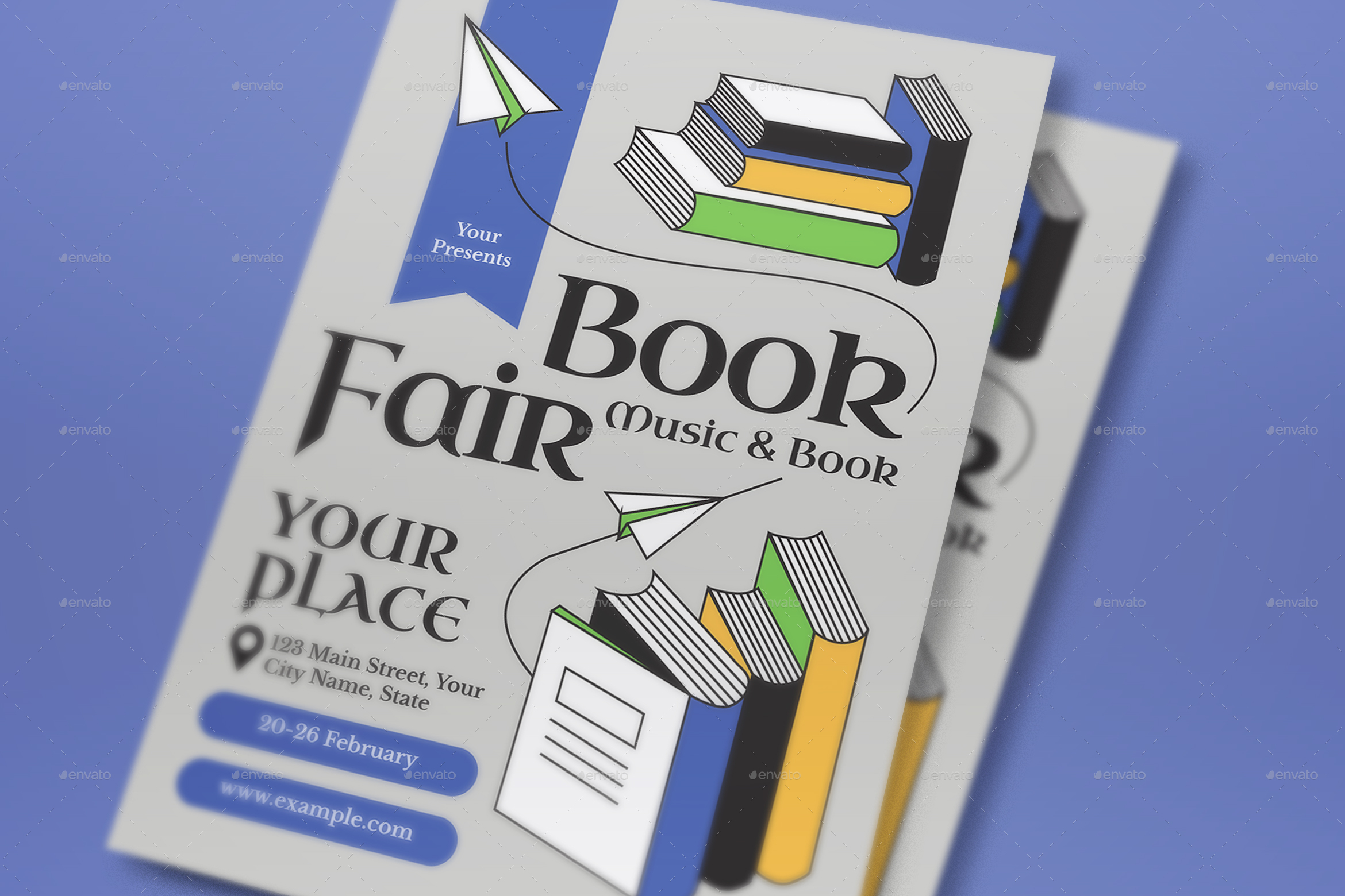 Grey Minimalist Book Fair Flyer Set, Print Templates | GraphicRiver