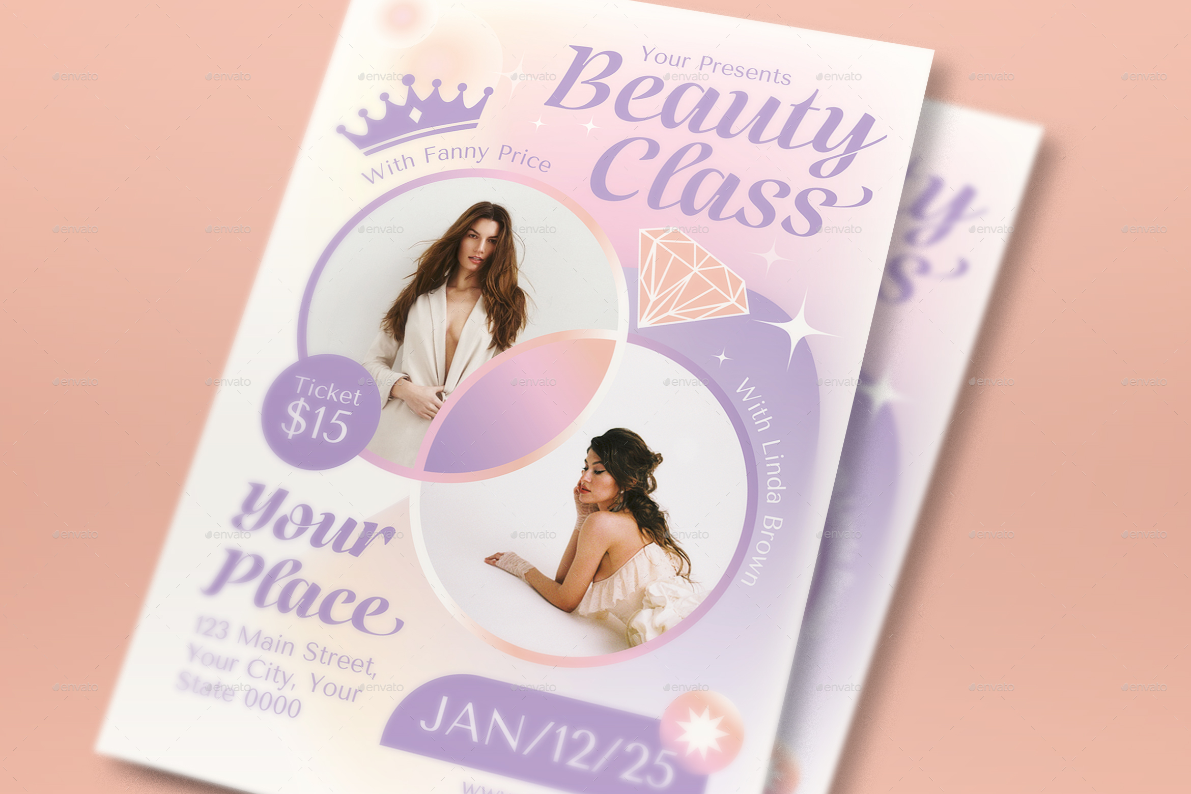 Pink Feminine Beauty Class Flyer Set, Print Templates | GraphicRiver