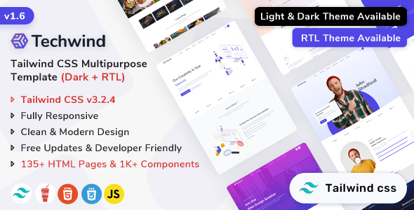 Techwind - Tailwind CSS Multipurpose Landing Page Template by ShreeThemes