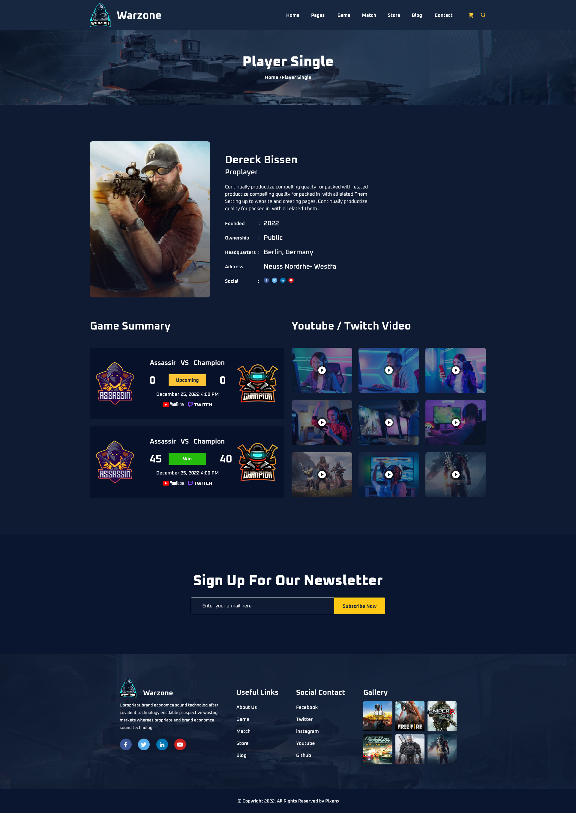 Warzone - eSports And Gaming Tournaments Figma Template by Pixenx ...