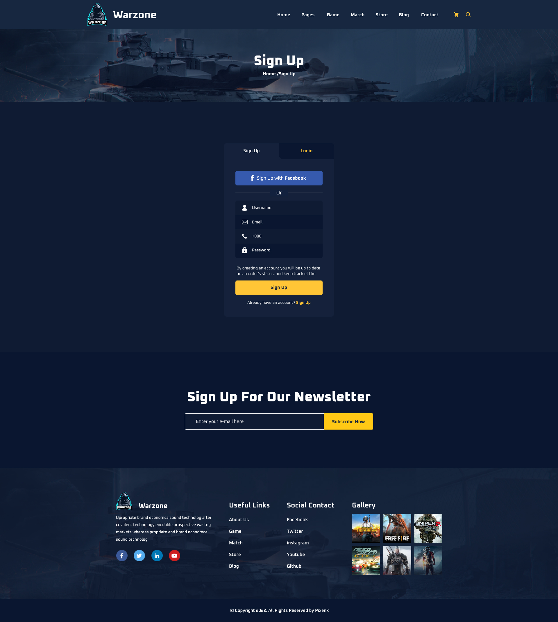 Warzone - eSports And Gaming Tournaments Figma Template by Pixenx ...