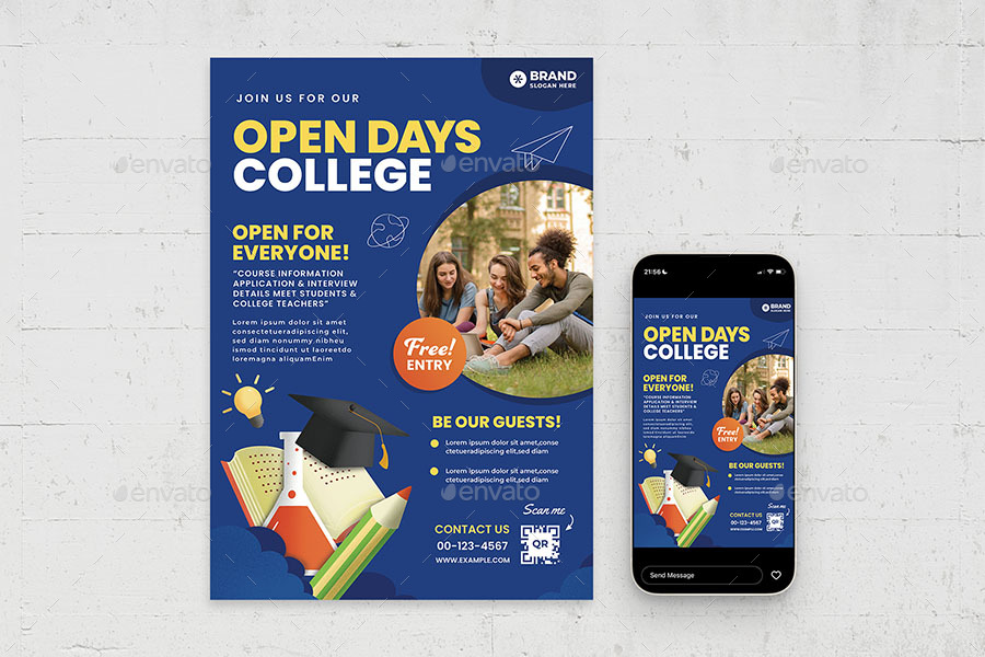 College Open Day Flyer Template, Print Templates | GraphicRiver