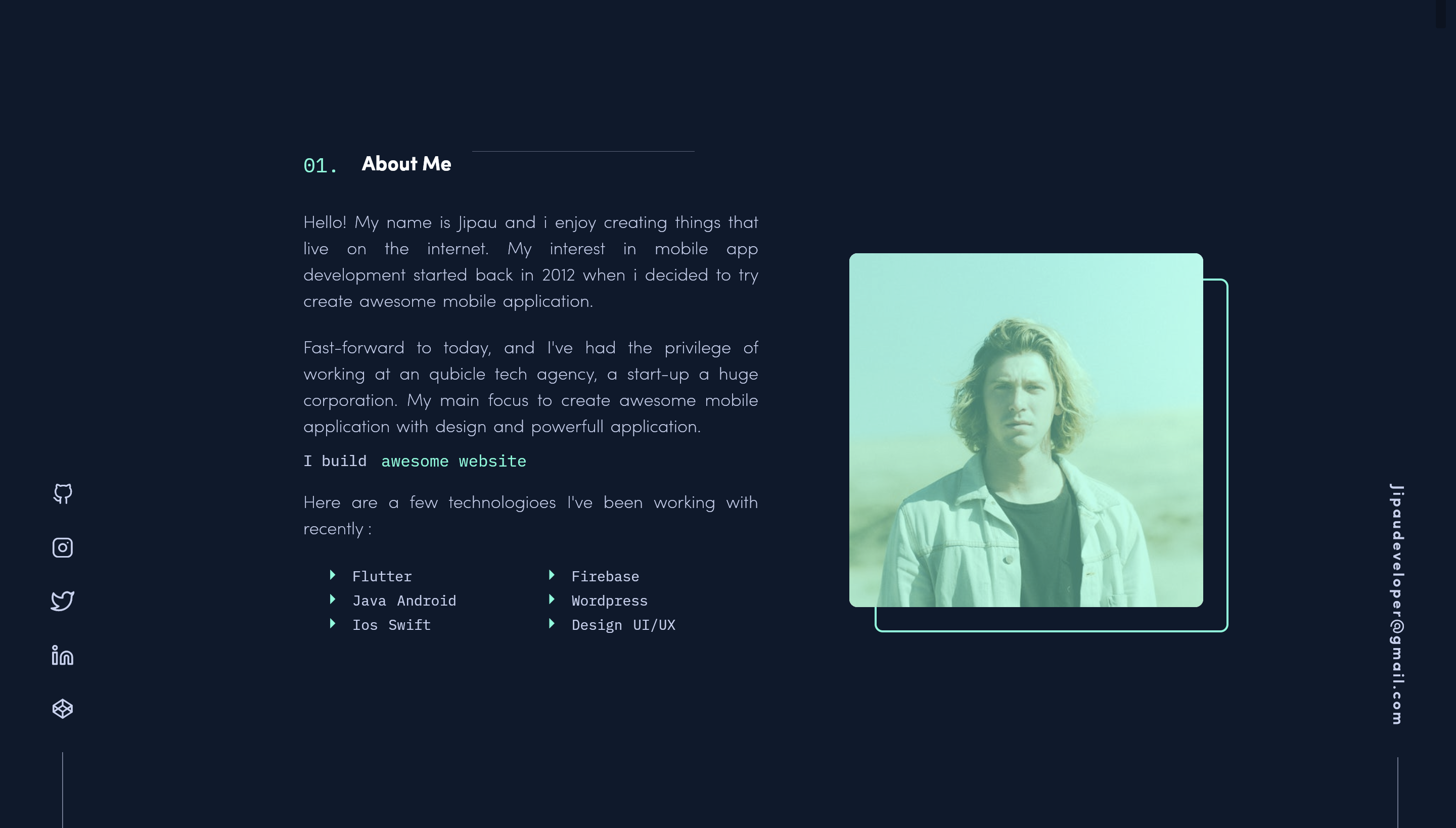 Jeff - Personal Website Developer Portfolio in flutter website by ...