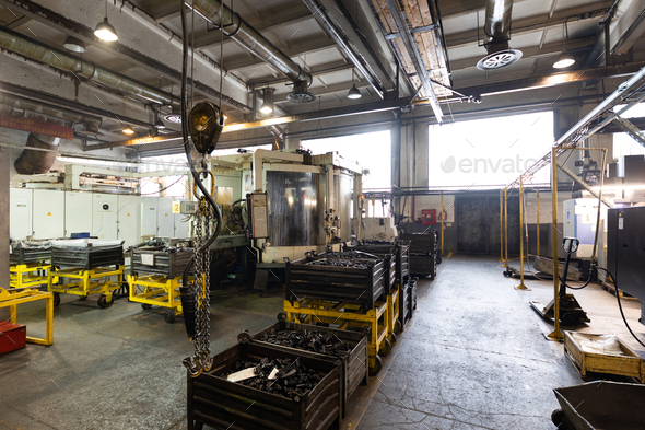 Photo of automobile assembly production.Car factory. Auto parts. Engine ...