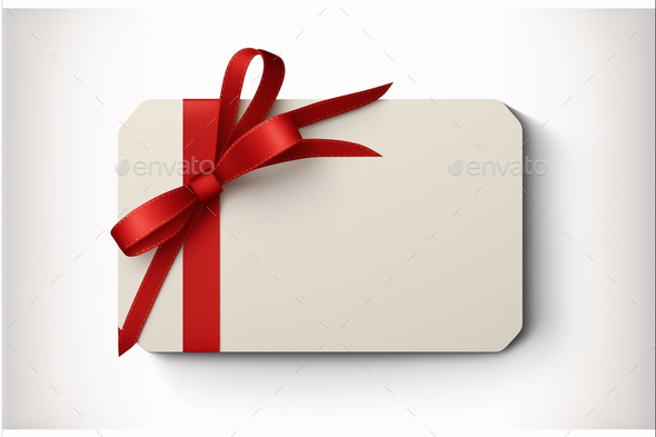 Blank gift tag with red bow isolated on white Stock Photo by erika8213