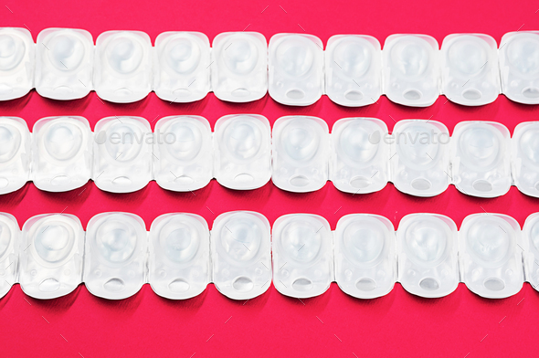 Some blister pack of daily contact lenses. Contact lens in disposable ...