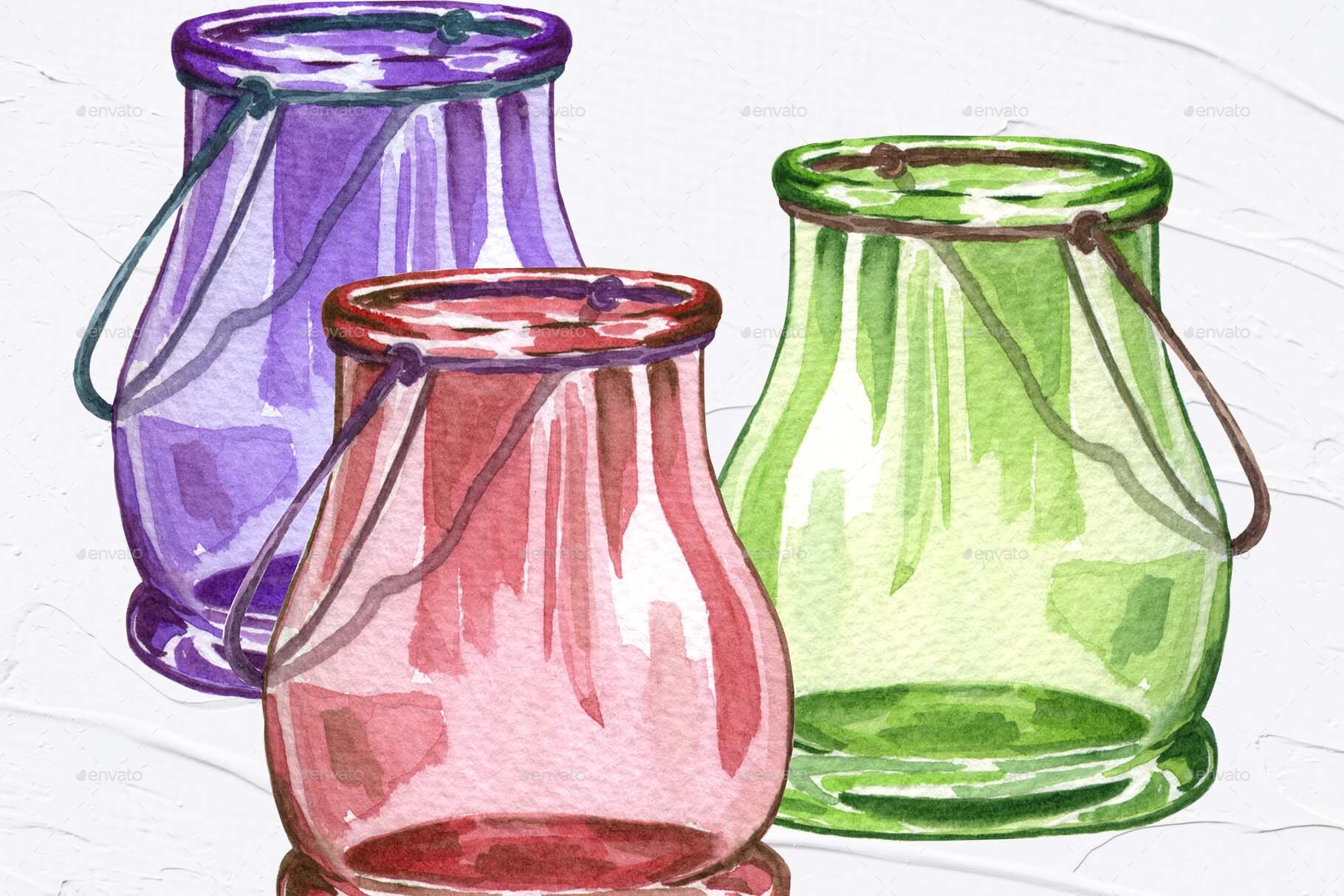 Hand drawn bottles Glass Watercolor Clipart, Graphics | GraphicRiver