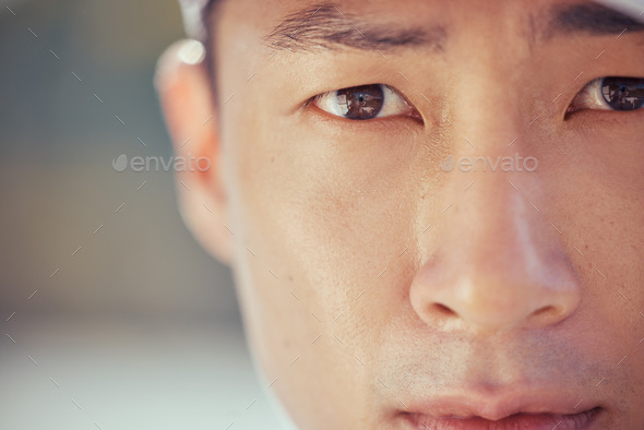 Vision, goal and sports portrait of man for motivation, focus or ...