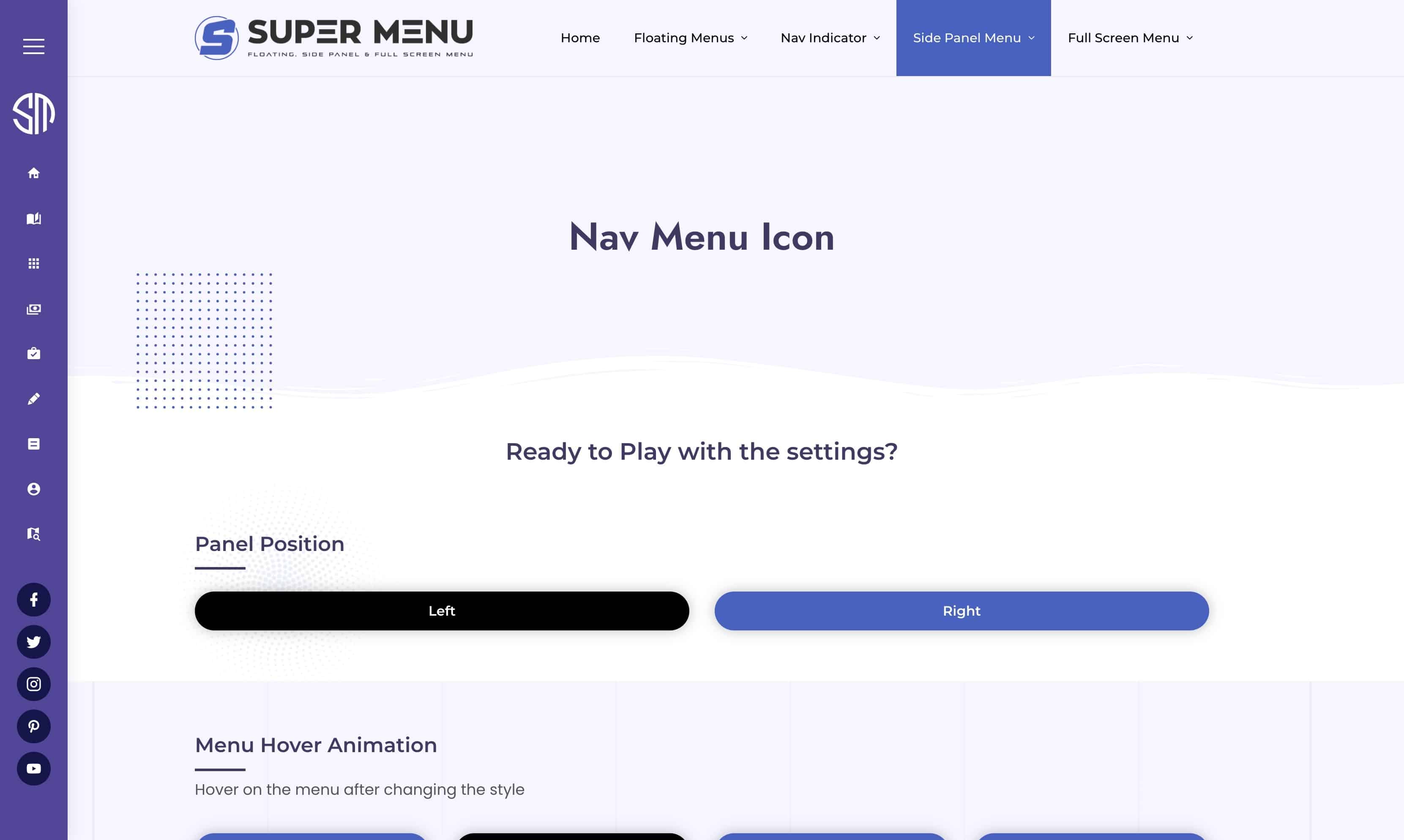 Super Floating and Fly Menu - Sticky, side, one page navigator, off ...