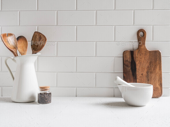 Kitchen background with kitchen utensils Stock Photo by filiaolga ...