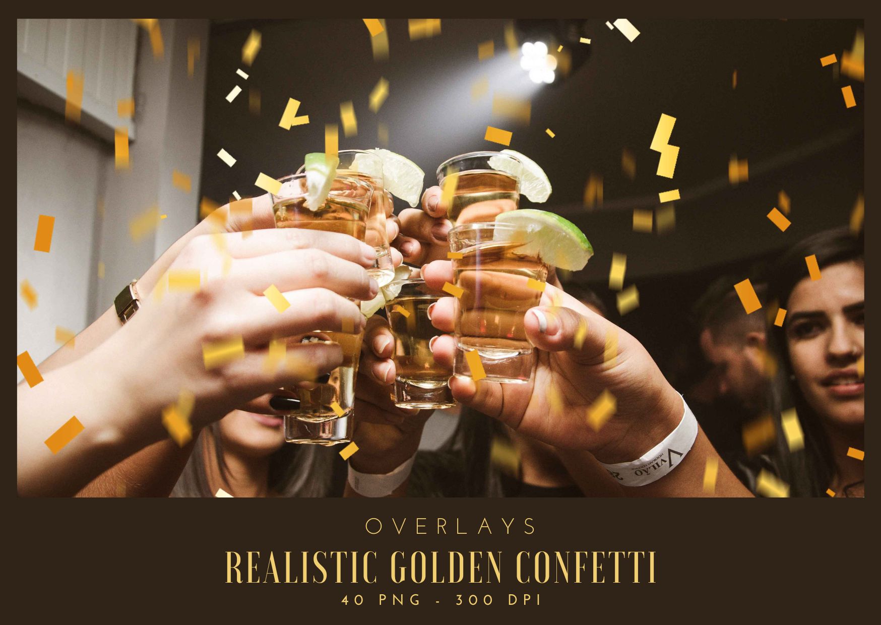 Realistic Golden Confetti - 40 Overlays Photo Effect, Add-ons ...