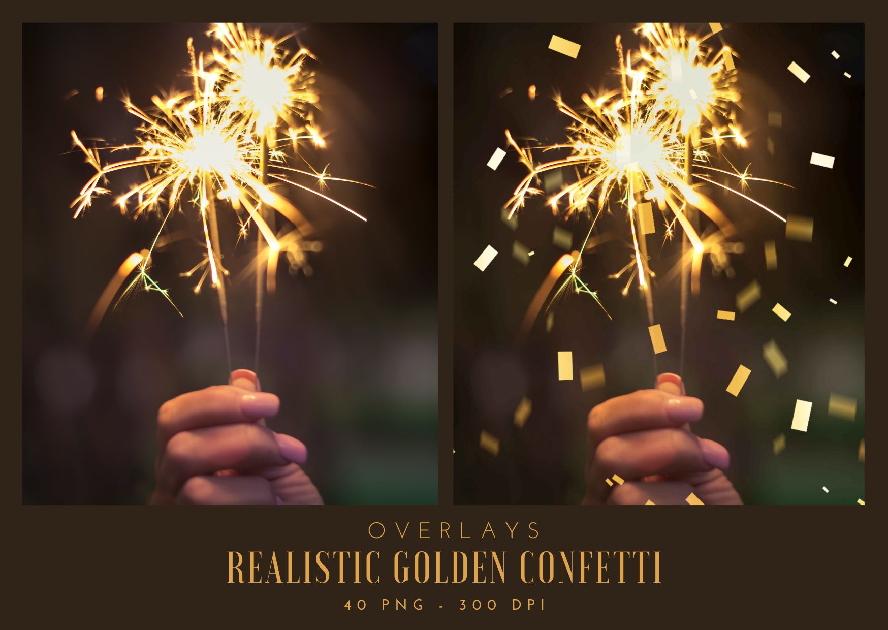 Realistic Golden Confetti - 40 Overlays Photo Effect, Add-ons ...