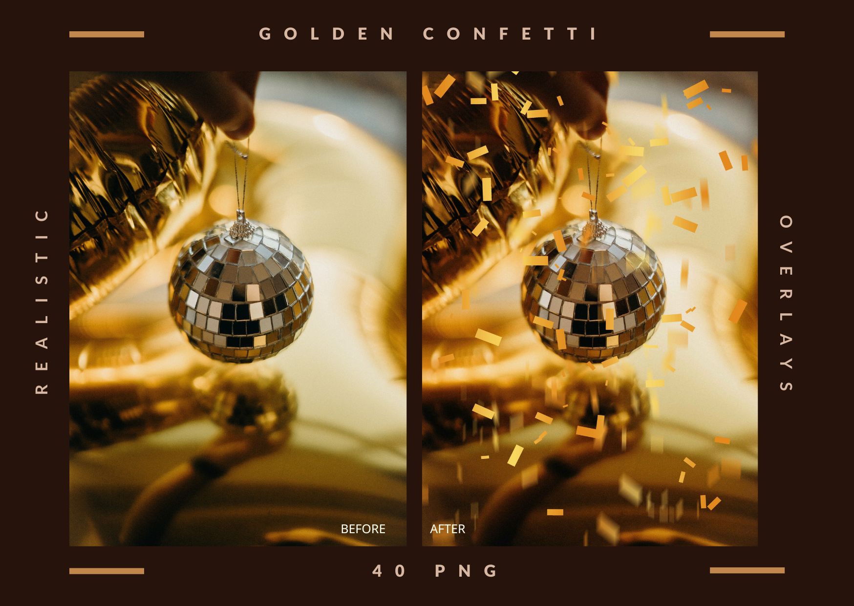 Realistic Golden Confetti - 40 Overlays Photo Effect, Add-ons ...