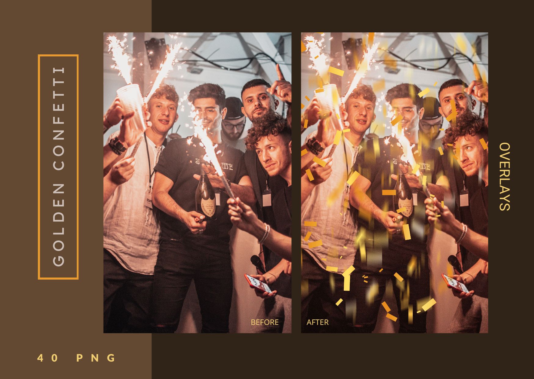 Realistic Golden Confetti - 40 Overlays Photo Effect, Add-ons ...