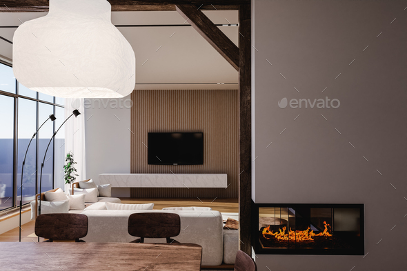 Open space living room and dining room Stock Photo by MegiasD | PhotoDune