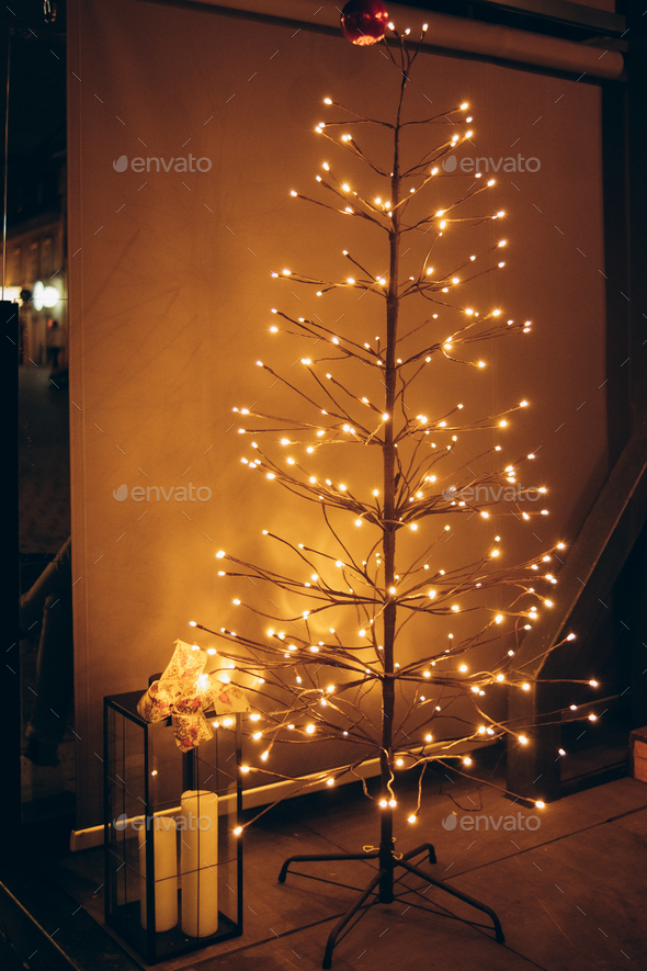 christmas advent tree made of electric garland Stock Photo by Bagler_kat