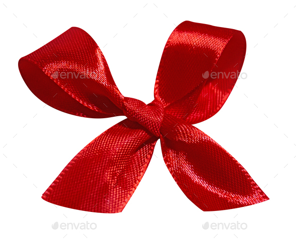 Red ribbon with bow isolated on white background. Single red ribbon ...
