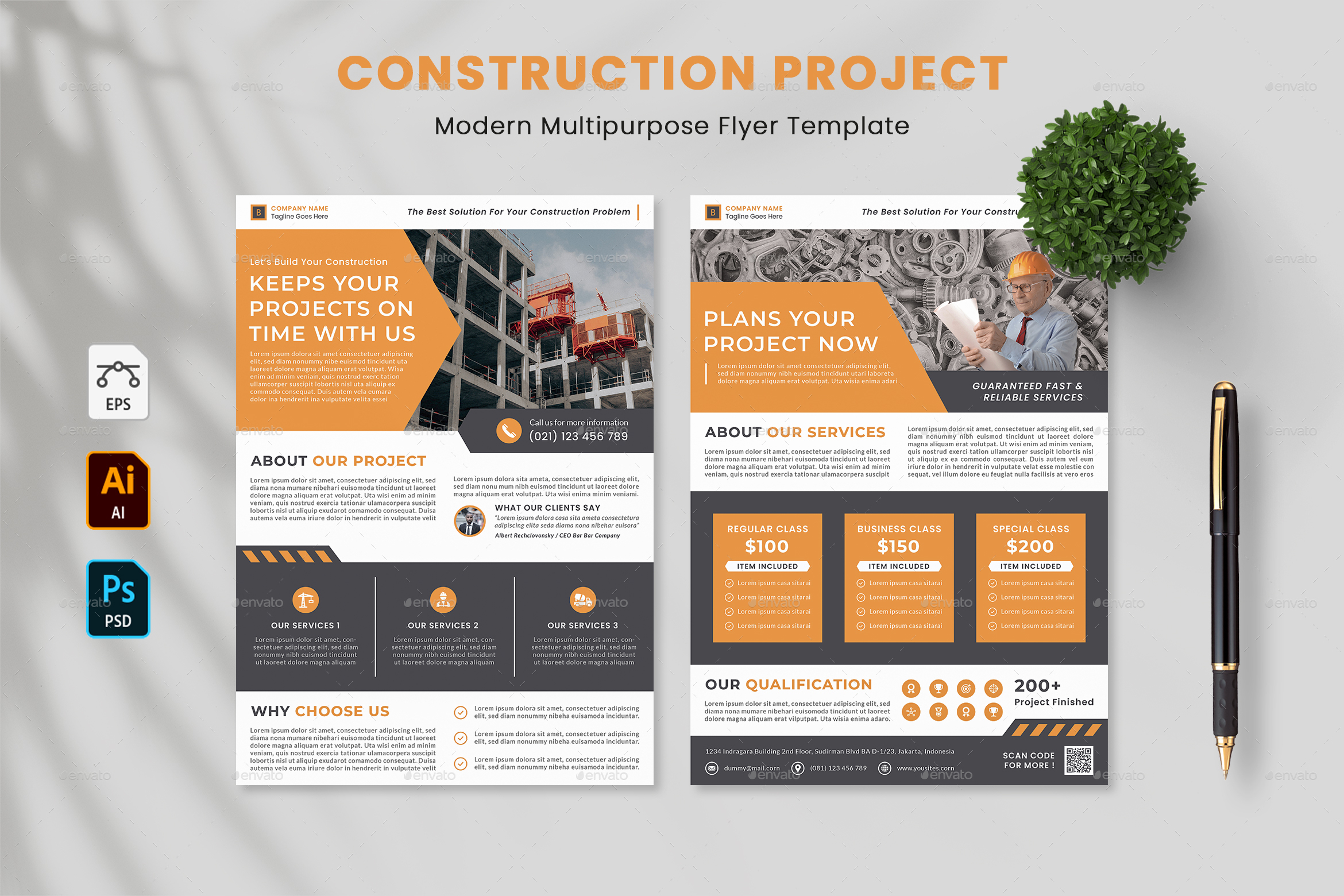 Construction Project Flyer Template, Print Templates | GraphicRiver