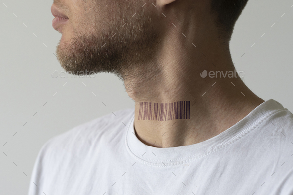 barcode printed on the human body, personal identification technology ...