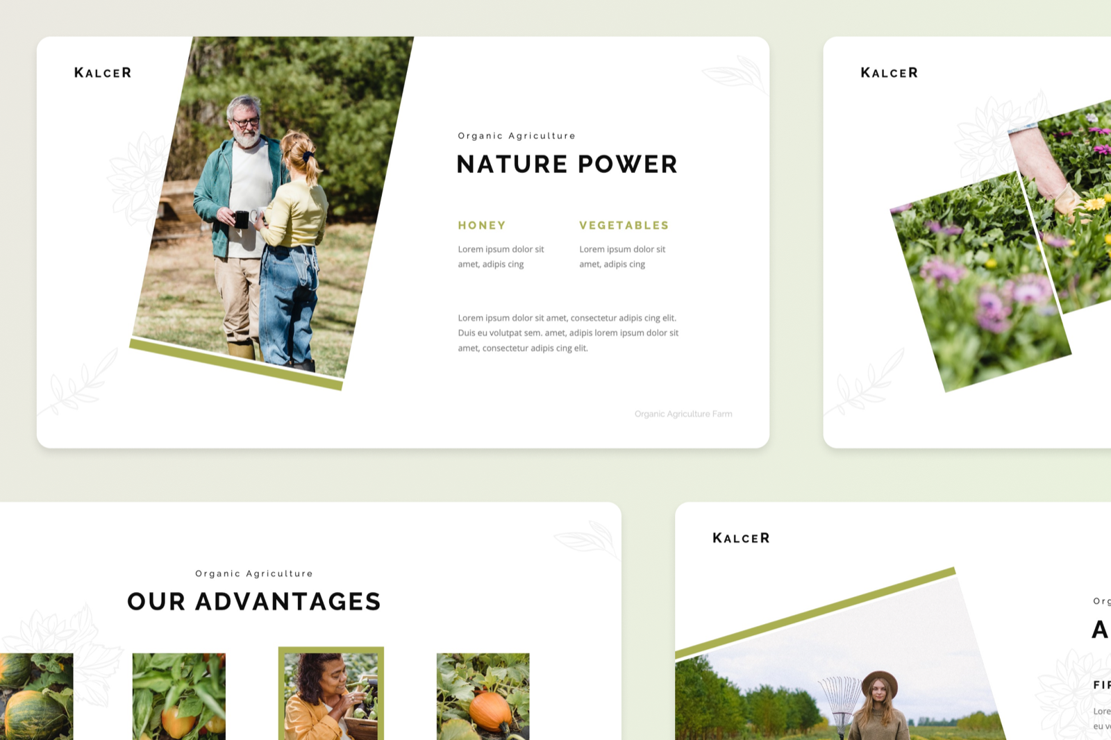 Kalcer - Organic Agriculture Farm Google Slides, Presentation Templates