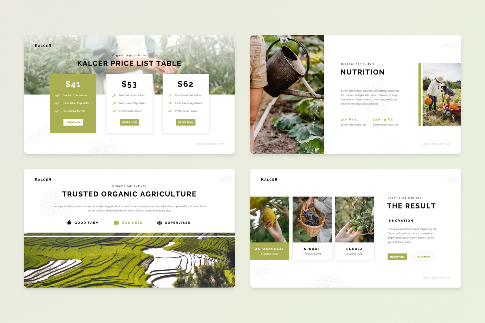 Kalcer - Organic Agriculture Farm Google Slides, Presentation Templates