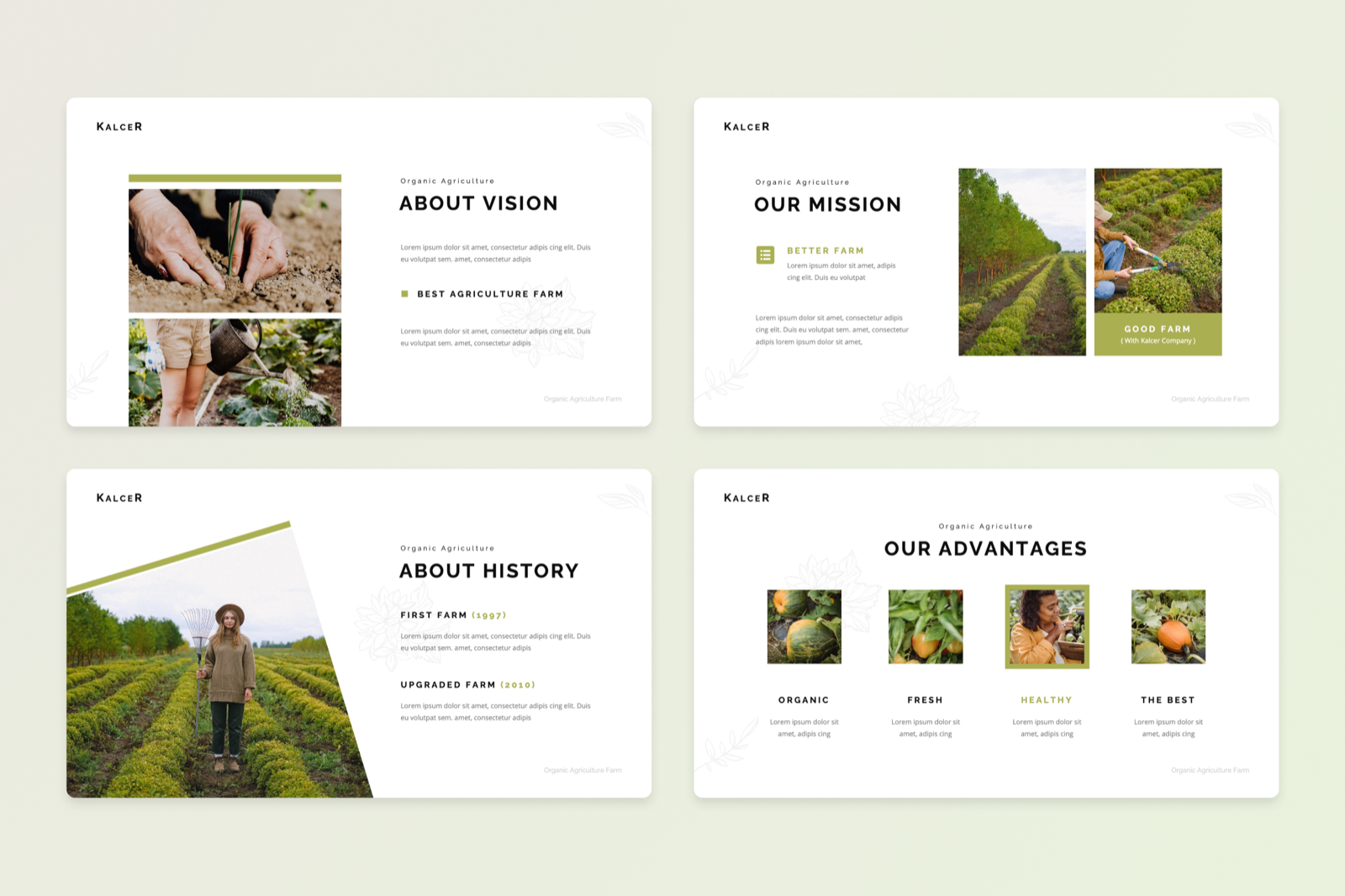 Kalcer - Organic Agriculture Farm Google Slides, Presentation Templates