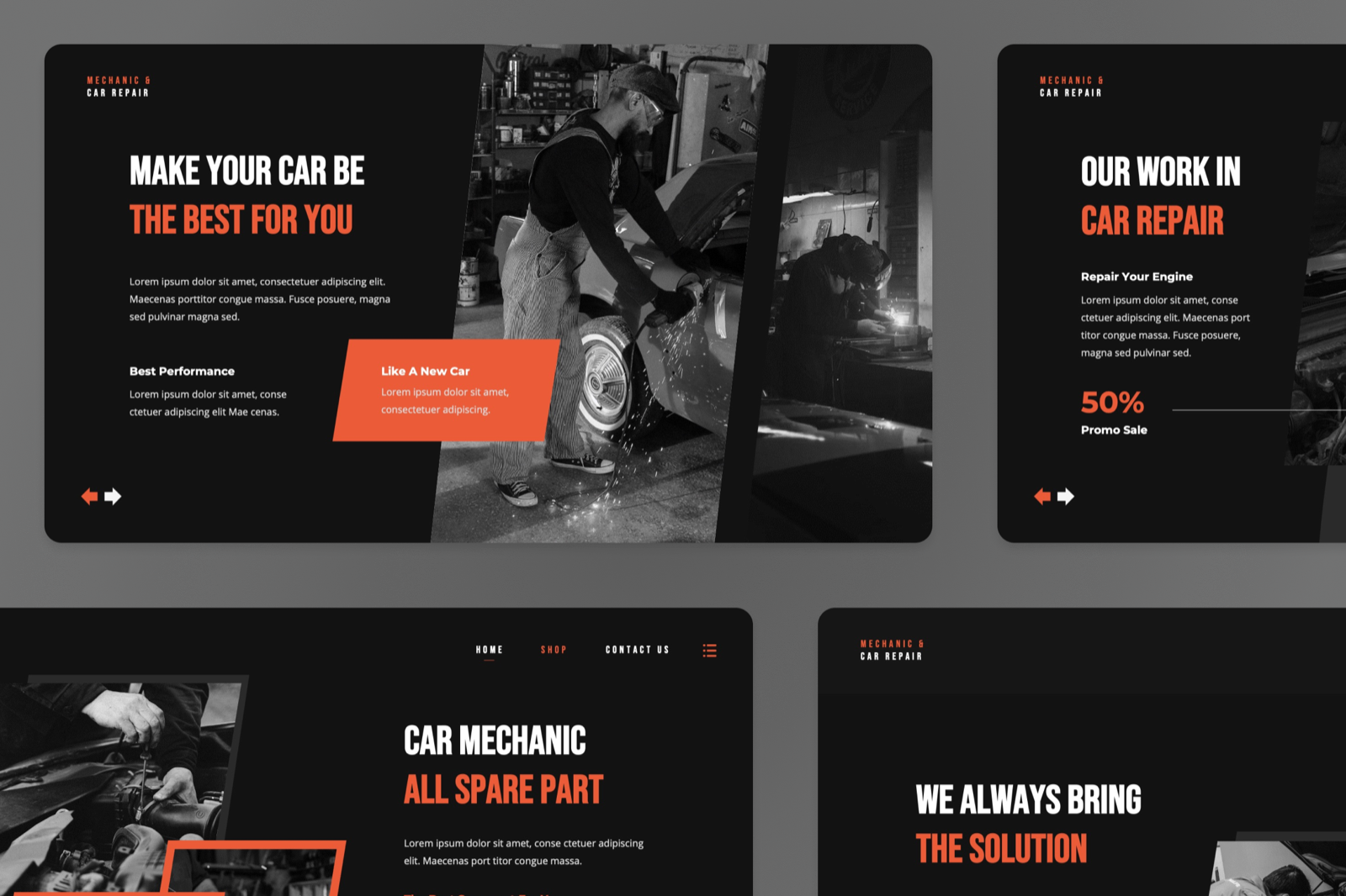 Ostero - Mechanic Car Repair Powerpoint Template, Presentation Templates
