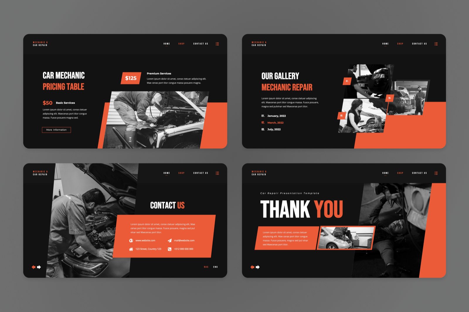 Ostero - Mechanic Car Repair Powerpoint Template, Presentation Templates